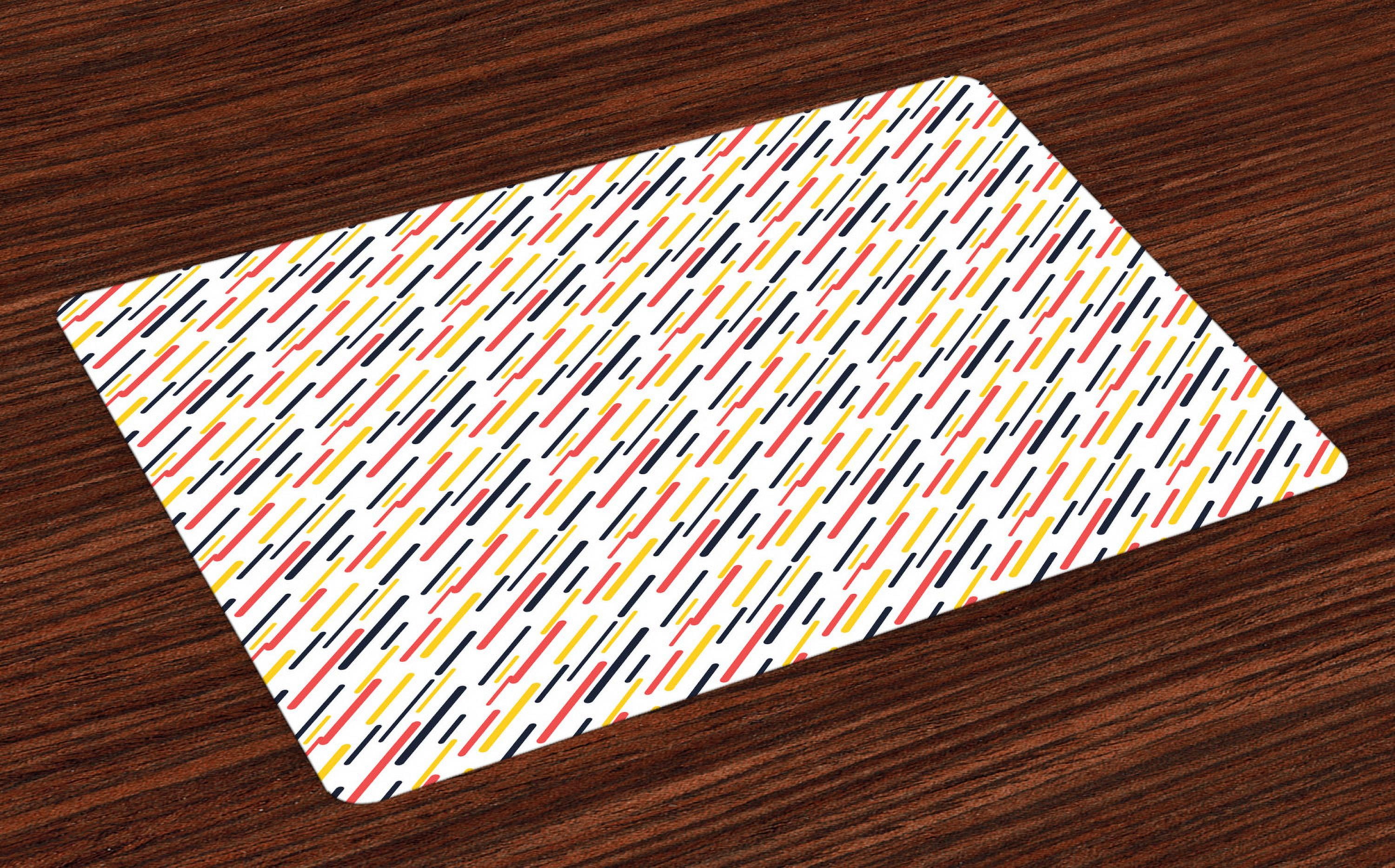 Striped Placemats Set of 4 Diagonal Simple Lines with Round Edges ...