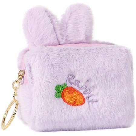 Plush Change Purse Small Money Bag Fluffy Coin Purse Zipper Change ...