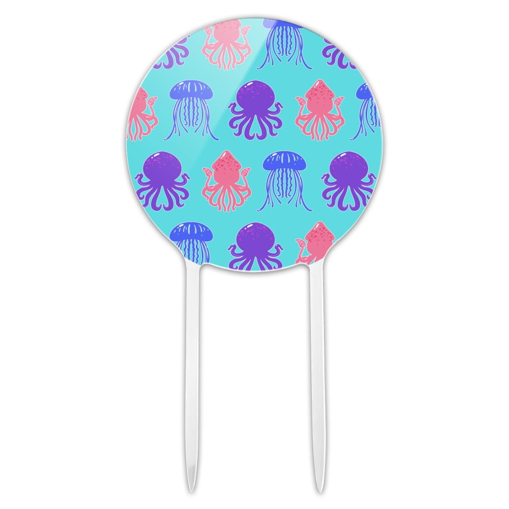 Acrylic Cute Jellyfish Octopus Squid Tentacles Pattern Cake Topper ...