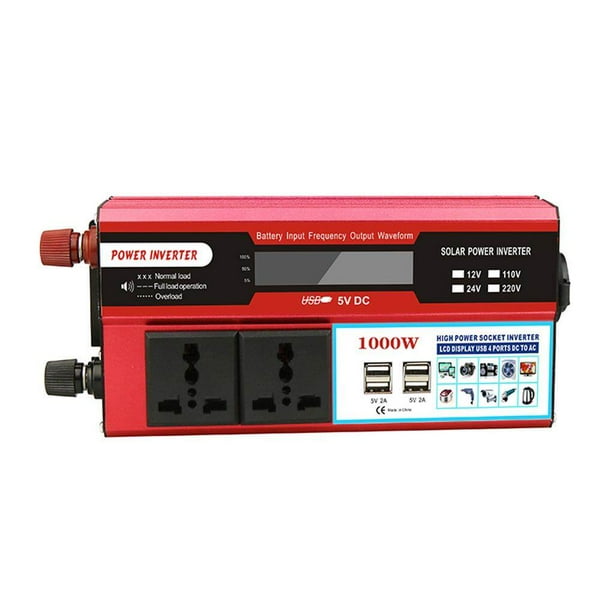 Ustyle USB 12-220V LCD Inverter 4 Ports 5V DC Red 1000W/4000W Converter ...