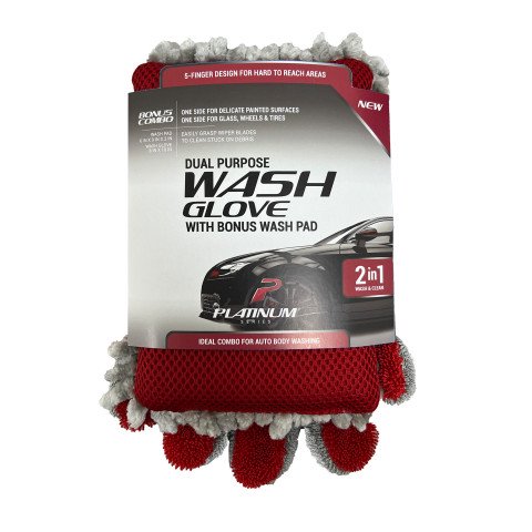 Platinum Series 2in1 Microfiber Wheel Cleaner, Wash Glove & Pad, 2 CT ...