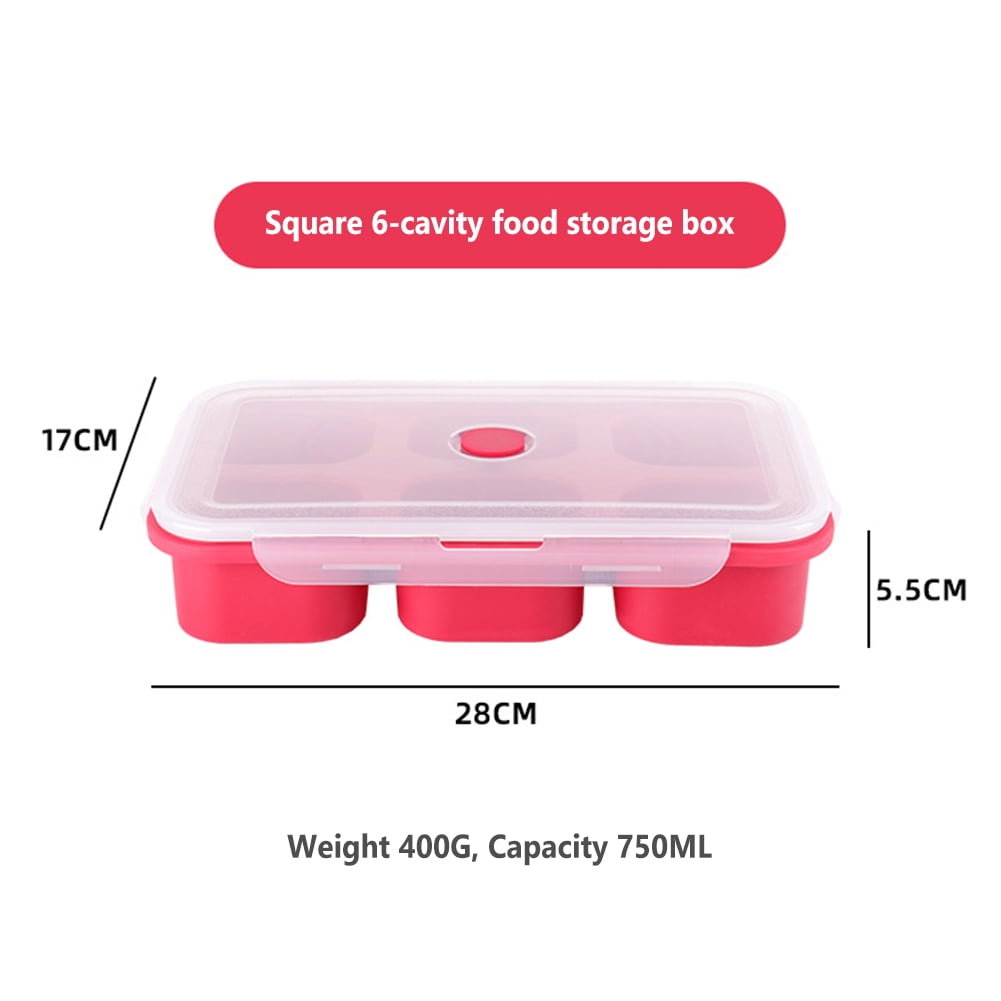 Silicone Freezing Tray with Lid, 6-cavity Portable Storage Box with ...