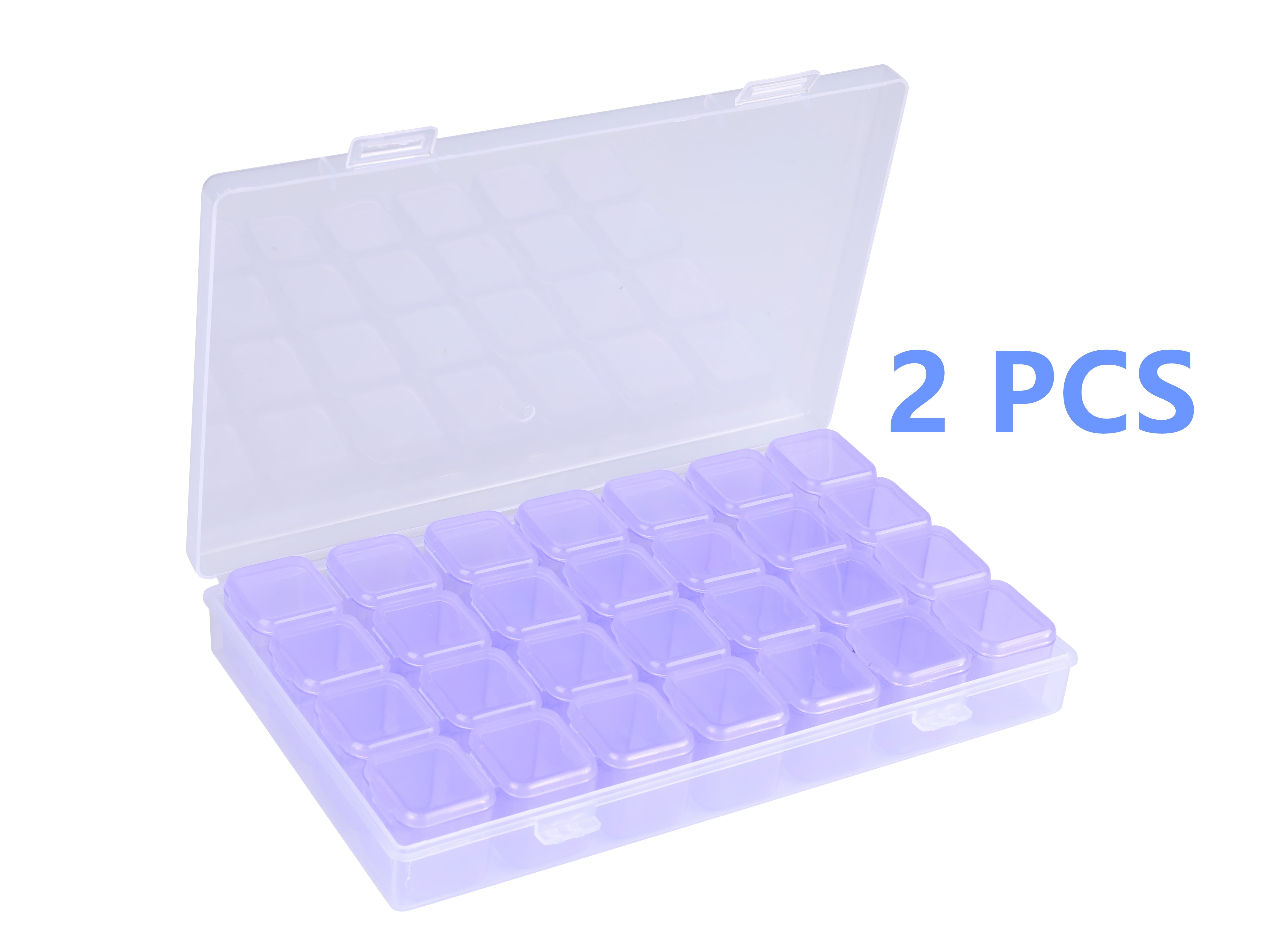 Purple Color 2 Pcs 28 Grids Diamond Embroidery Box, Adjustable Diamond ...