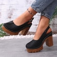 Black Ladies Closed Toe Chunky Heel Sandals With Thick Sole Platform ...