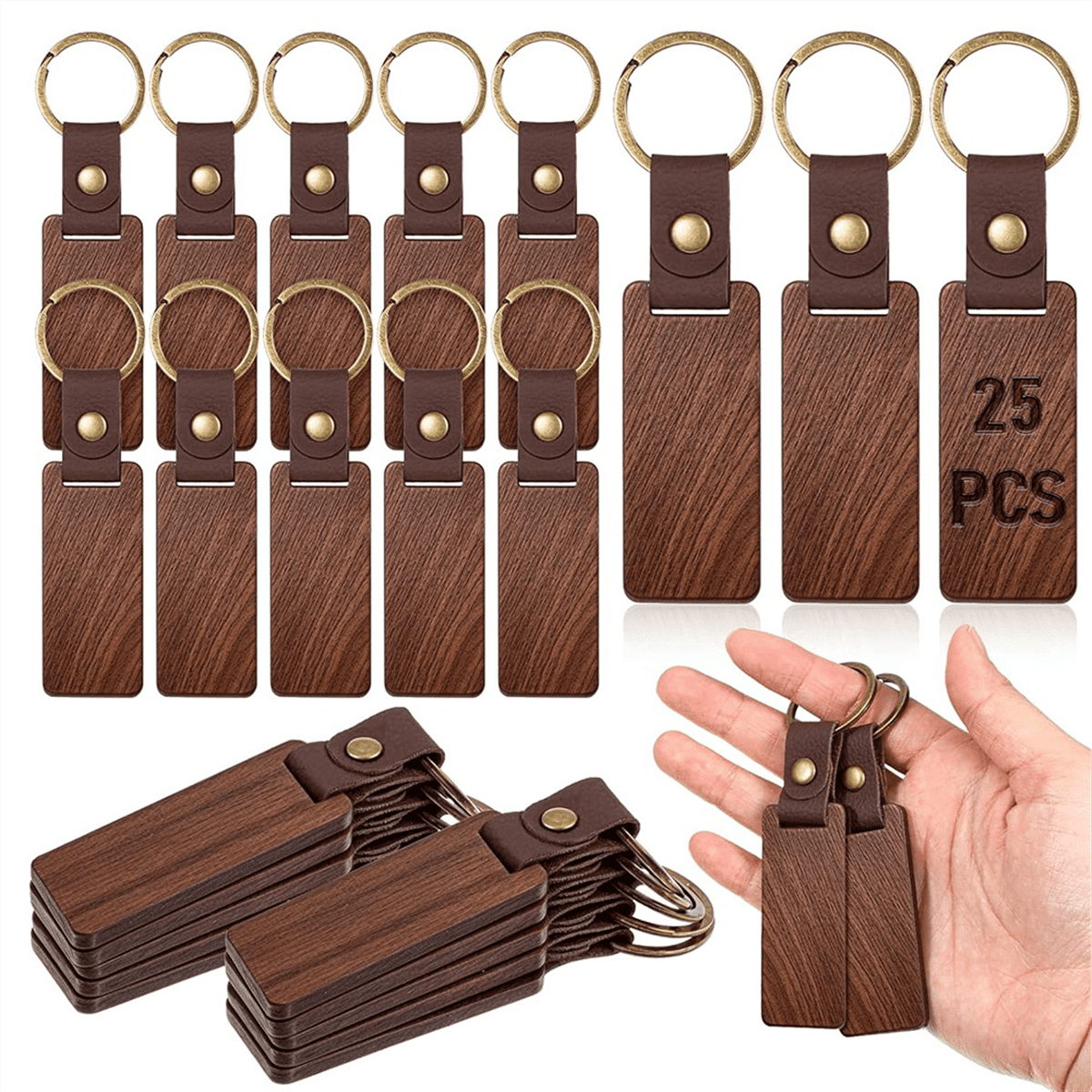 Click here for Unbranded 25pcs Wooden Keychain Blanks Rectangle W... prices