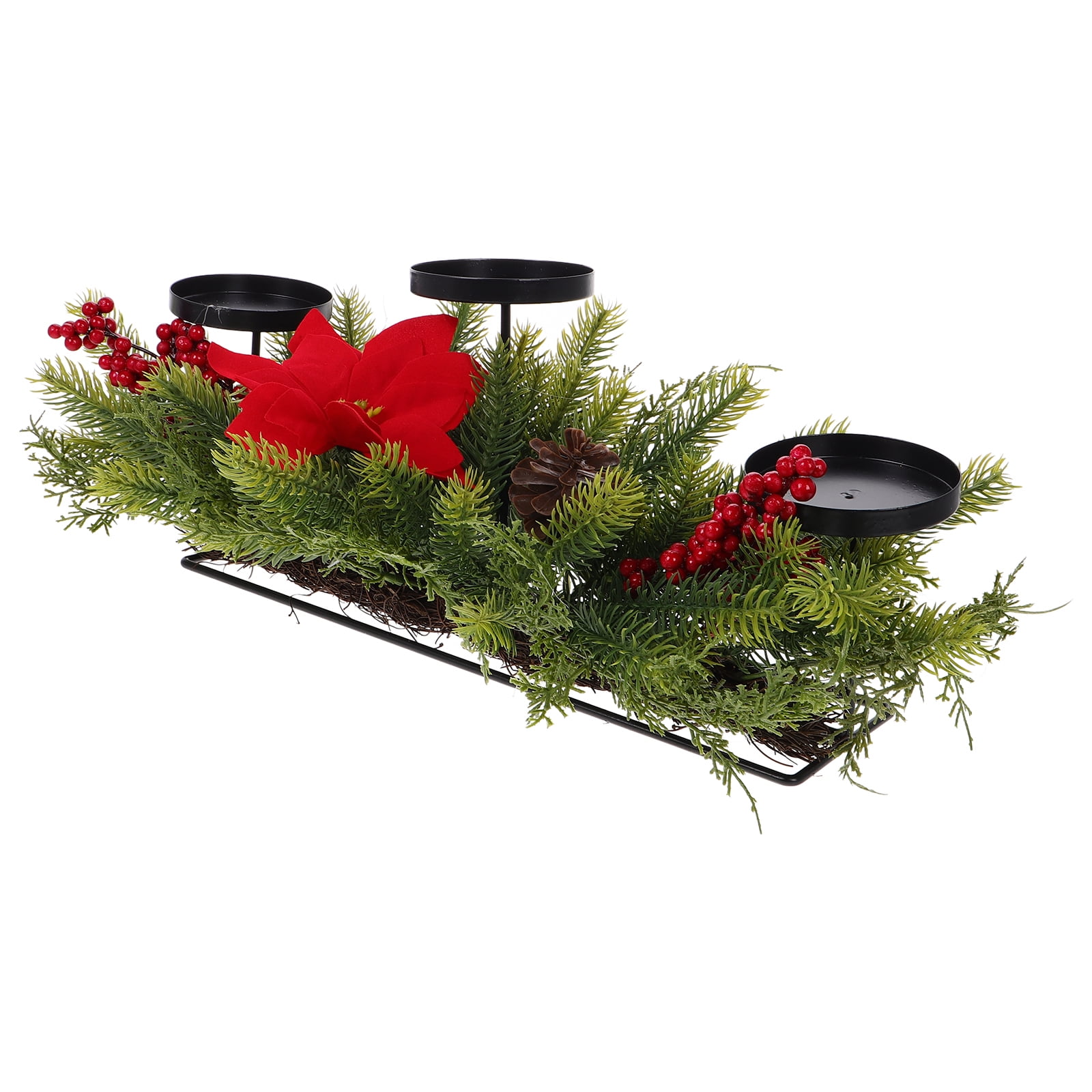 Candelabros navideños para centro de mesa, bandeja para 3 velas ...
