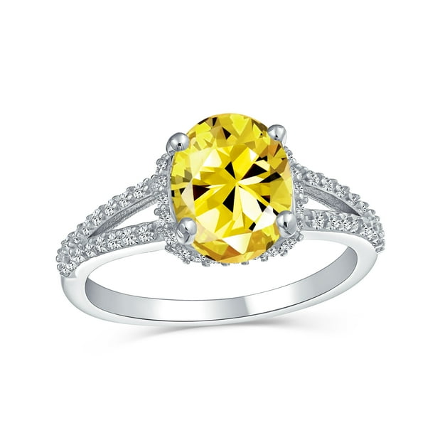 Classic Traditional Canary Yellow 3CT AAA CZ Brilliant Cut Solitaire ...