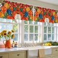 Boho Floral 2 Panels Kitchen Valance, Marigold Dahlia Orange Yellow ...