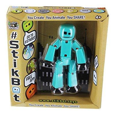 stikbot solid aqua blue action figure light animation toy social media ...