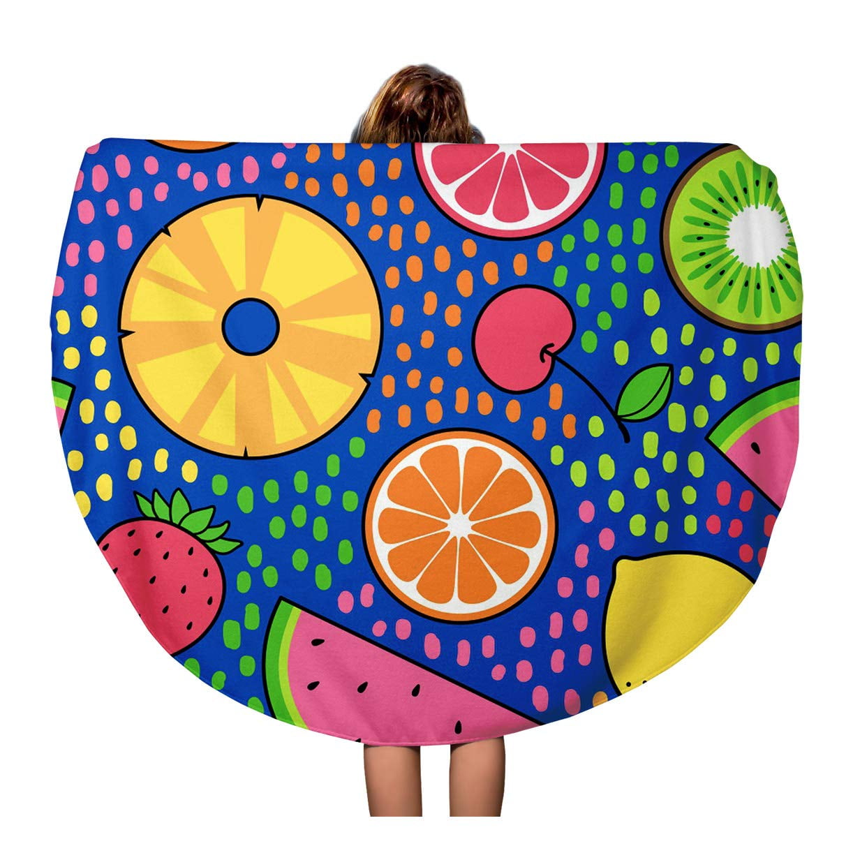 SIDONKU 60 inch Round Beach Towel Blanket Colorful Food Colourful ...