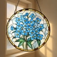 Botanical Forget Me Not Stained Glass Suncatcher, Round Window Hanging ...
