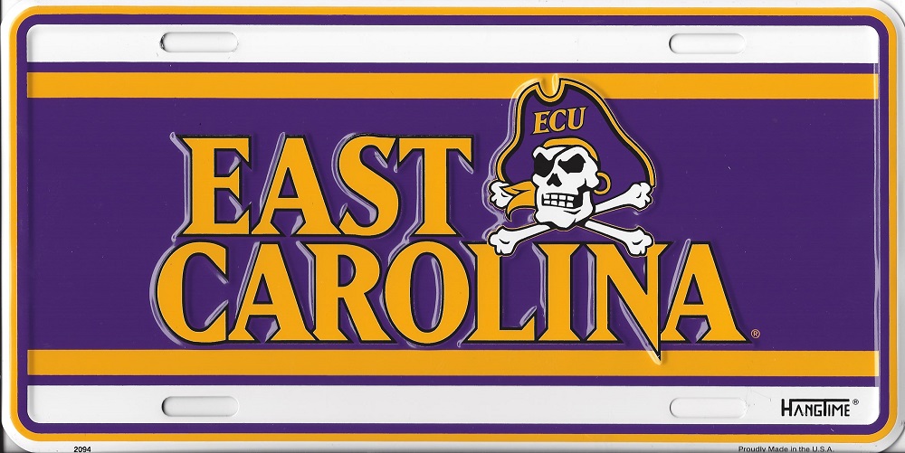 East Carolina University Purple And White Metal License Plate - Walmart.com