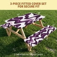Abstract Picnic Table Cover with Bench Covers Wavy Lines Purple and ...