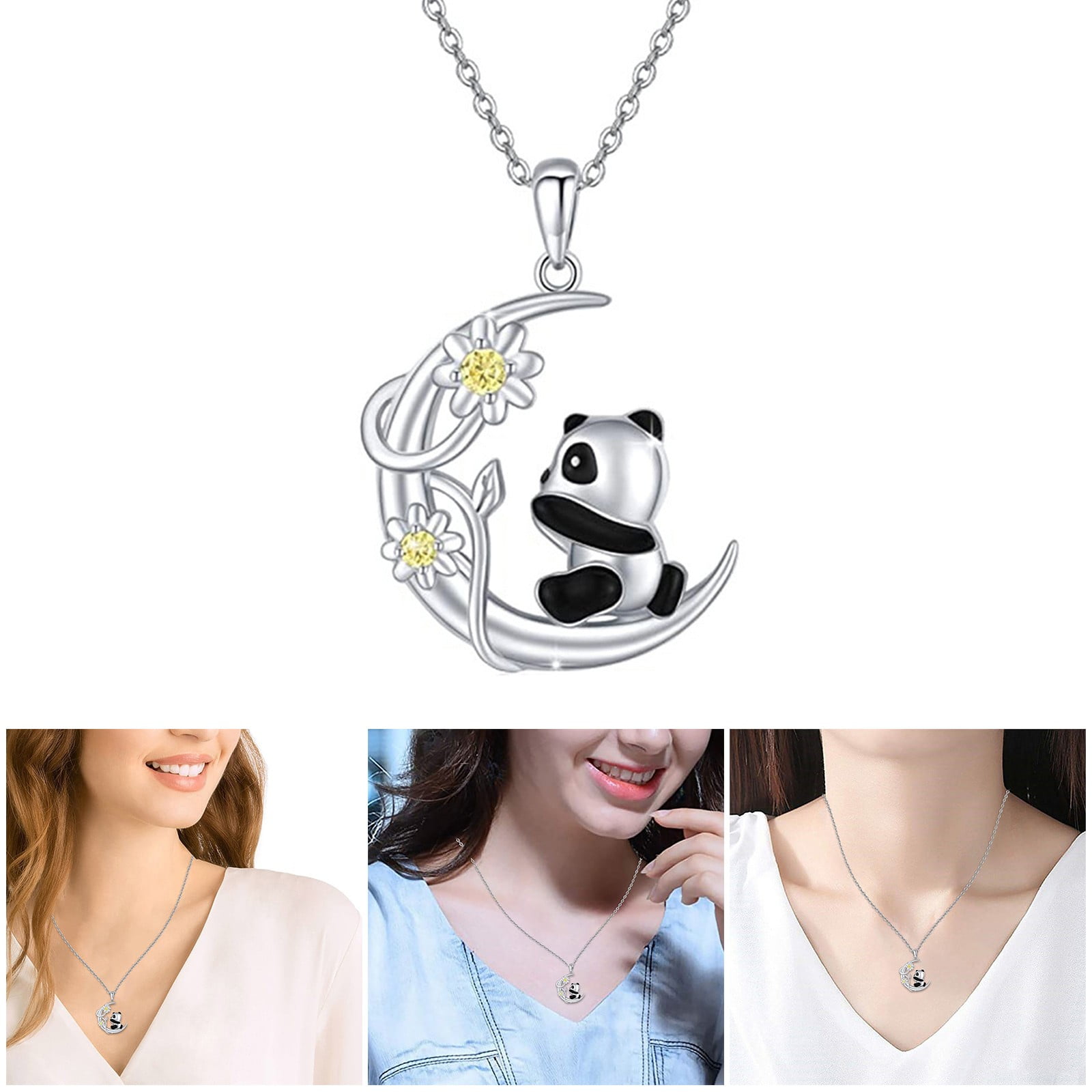 Cute Panda Collar Colgante High End Fashion Collares Accesorios para ...