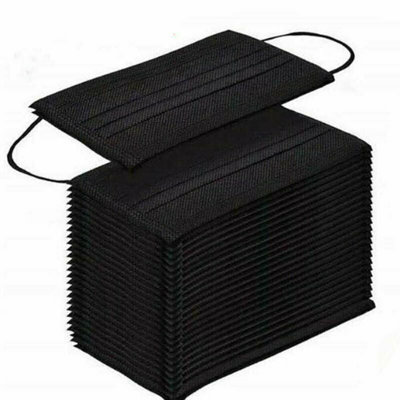 NEW Disposable BLACK Face Mouth Mask 3-Ply Ear Loop 50 PCS - Walmart.com