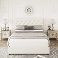 Homfa Full Size Bed Frame with Storage, 4 Drawers, Button Tufted ...