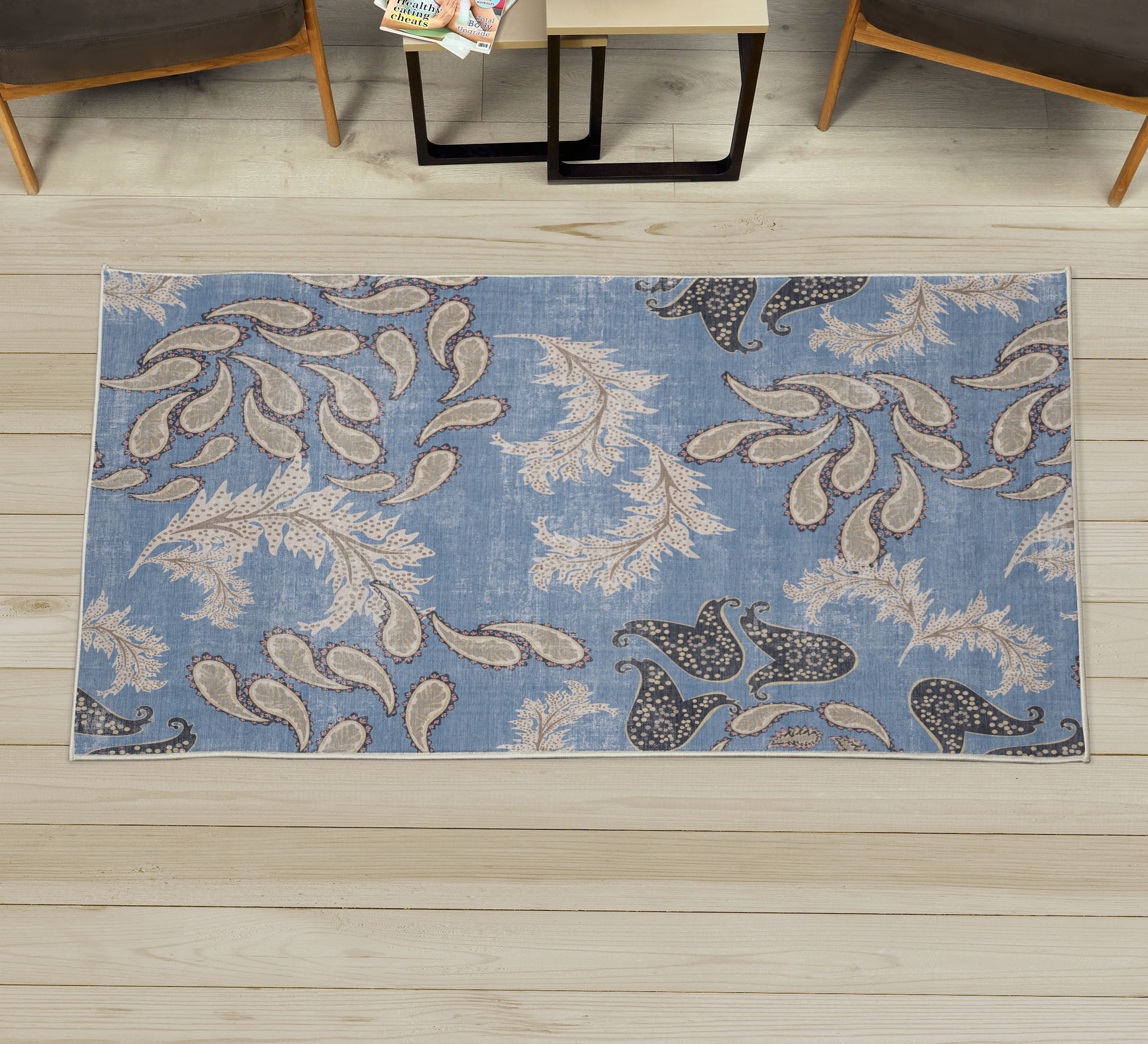 Paisley Decorative Rug, Traditional Floral Like Pattern Curvy Design ...
