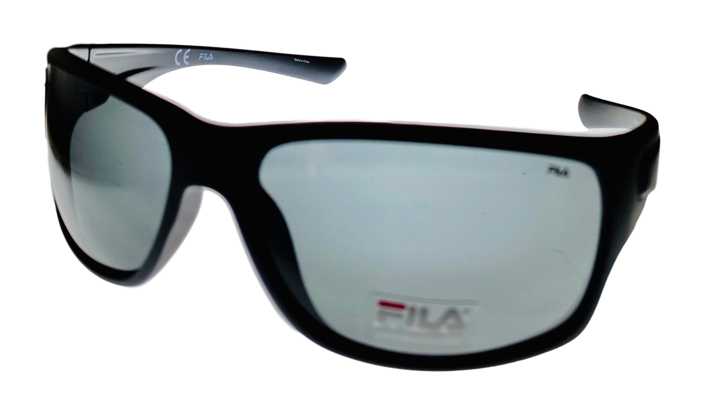 Fila Mens Rectangle Matte Blue Plastic Sunglass Wrap , Flash Lens ...