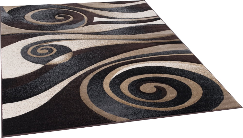 Handcraft Rugs Black/Grey/Ivory. Abstract Round and Wave pattern design ...