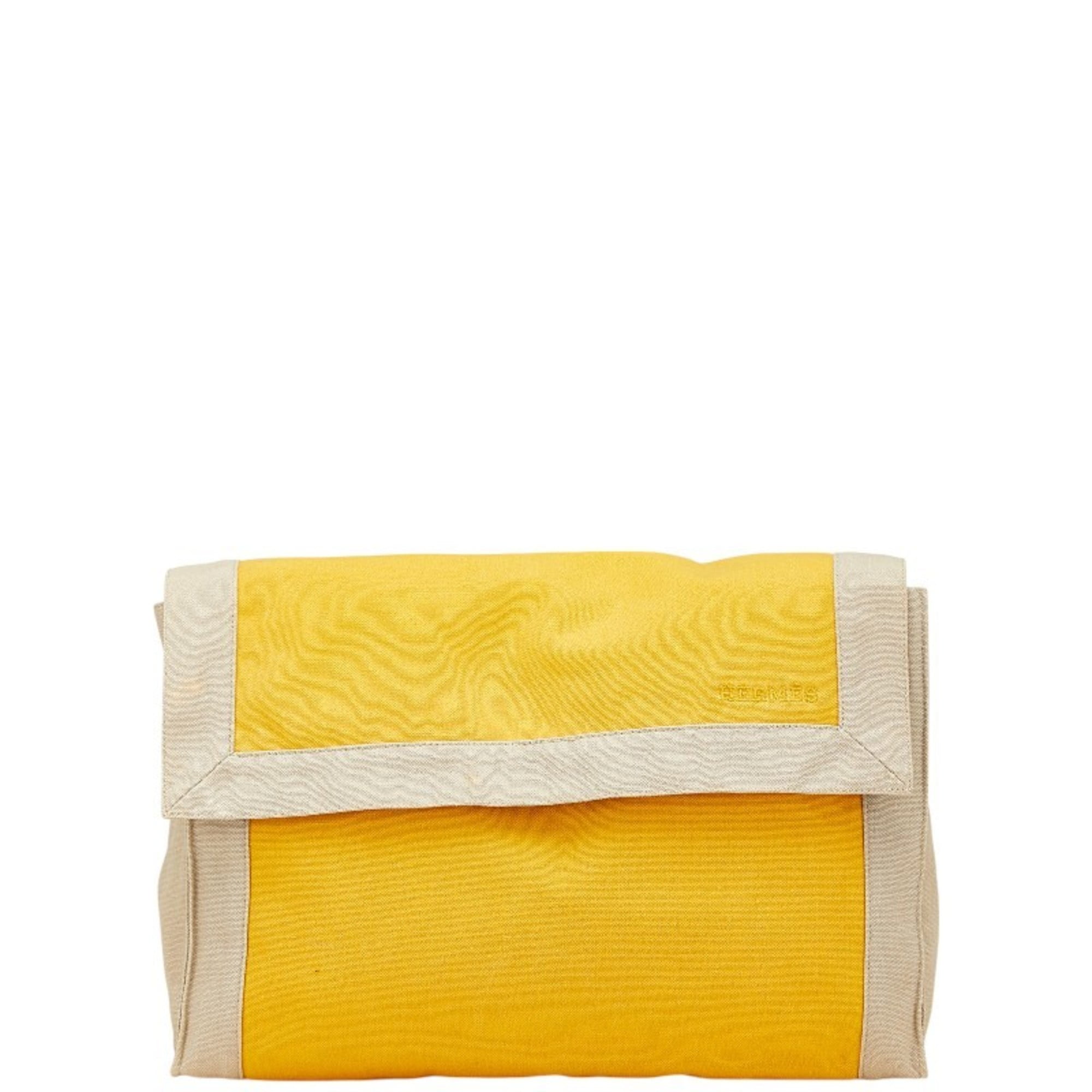 Pre-Owned Hermes Tapidsel Clutch Bag/Second Bag Yellow Canvas Women's ...