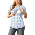 Frostluinai Womens Maternity Nursing Tops Striped Plaid Print Double ...