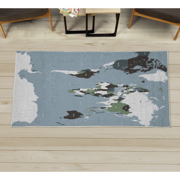 Earth Decorative Rug, Detailed World Map with All Countries Major ...
