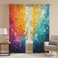 Bright Petals Sheer Curtains 84 Inch Long 2 Panels, Abstract Colored ...