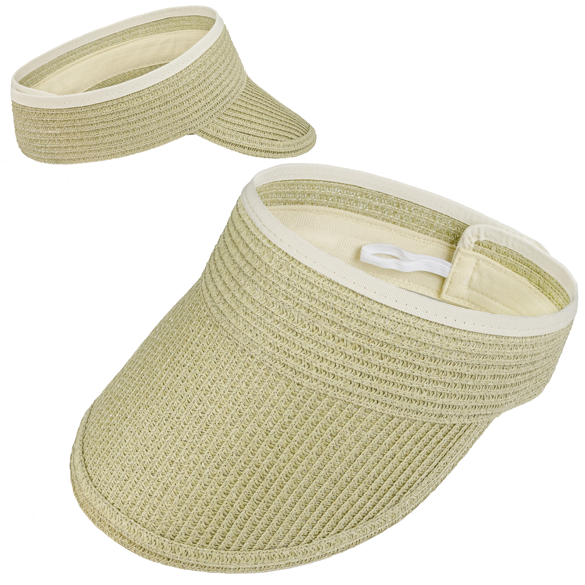 SUN CUBE Women Straw Visor Hat, Wide Brim Sun Visor for Beach Pool ...