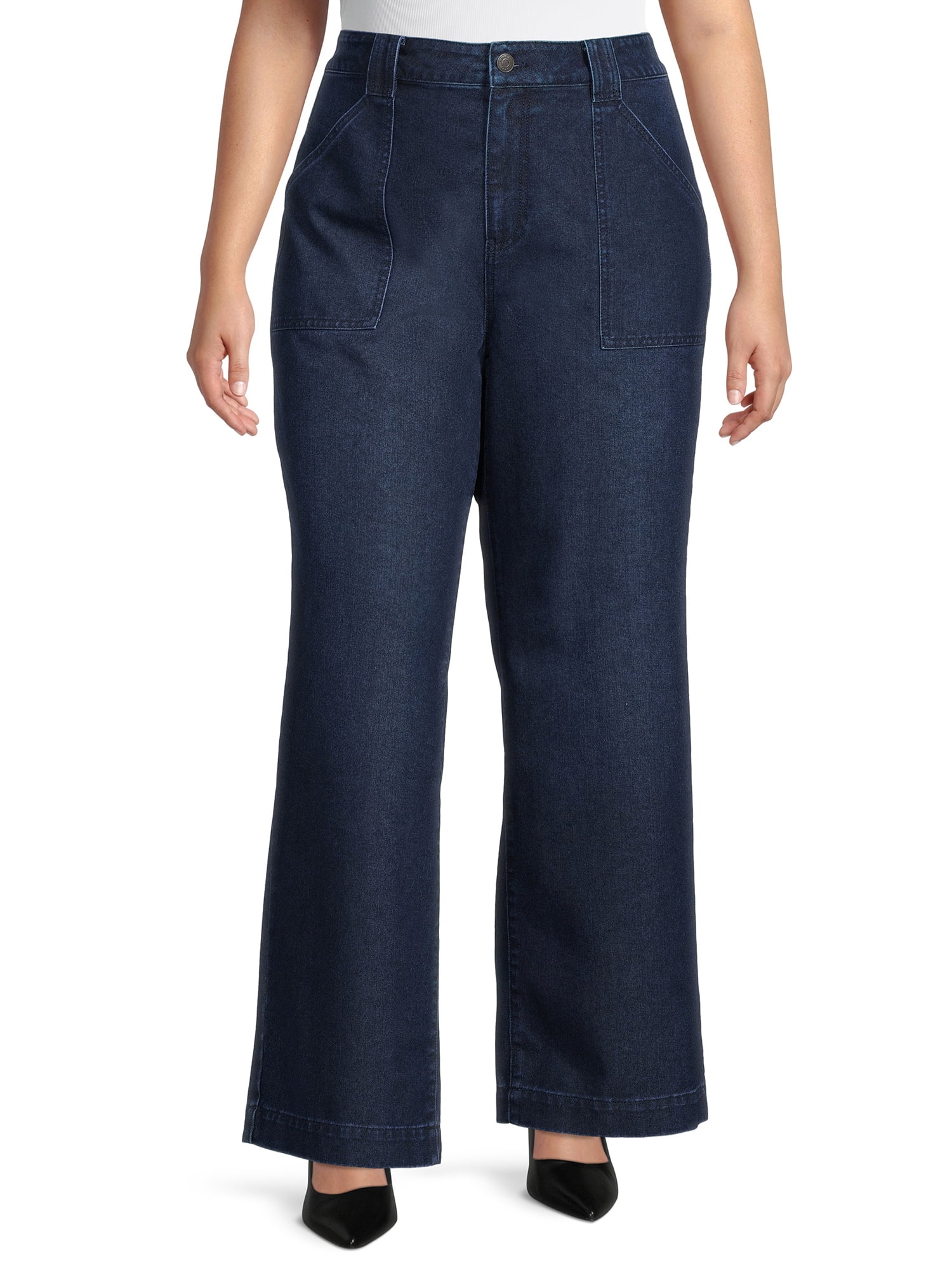 Terra & Sky Women's Plus Size Wide Leg Jeans - Walmart.com