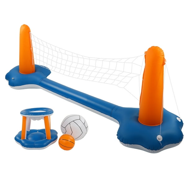 Inflatable Pool Volleyball Set, Firm Basketball Hoop Pool Volleyball ...