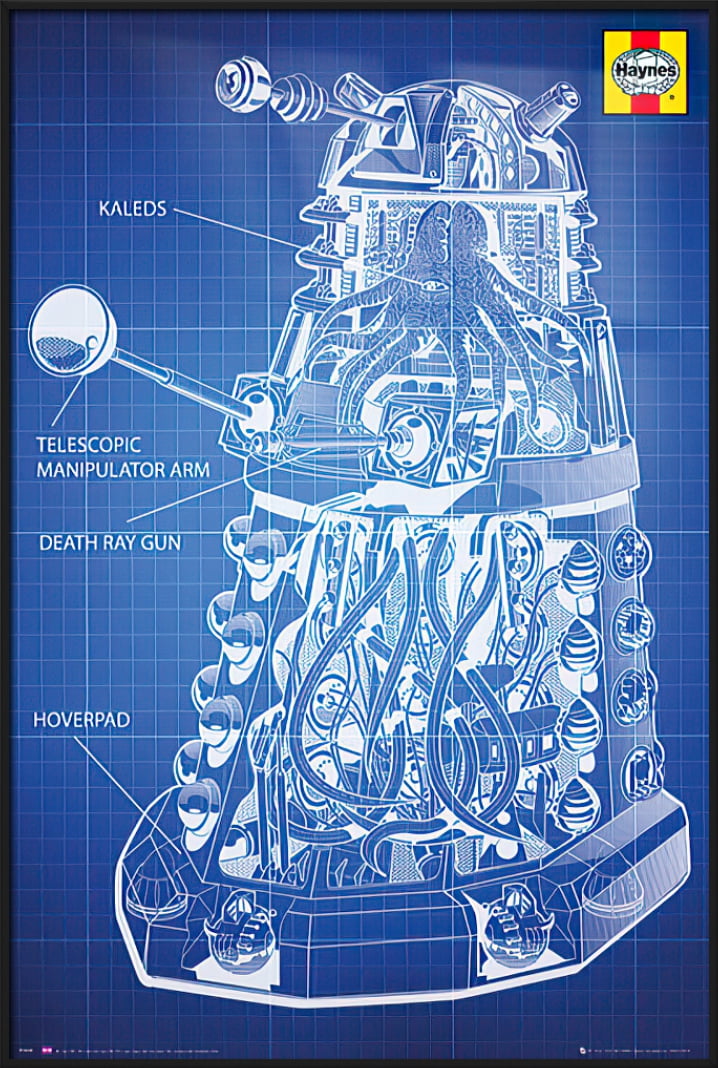 Doctor Who - Framed TV Show Poster (Dr. Who) (Dalek Blueprint) (Size ...