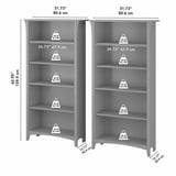 Bush Furniture Salinas Tall 5 Shelf Bookcase, Set of 2, Cape Cod Gray ...