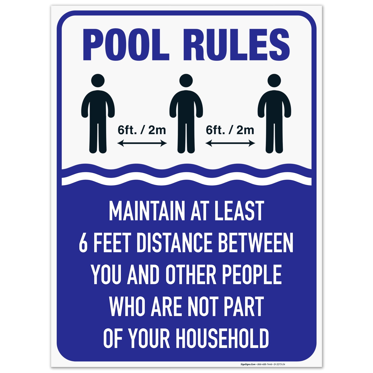 Social Distancing Pool Rules Sign, Maintain At Least 6 Feet Distance ...
