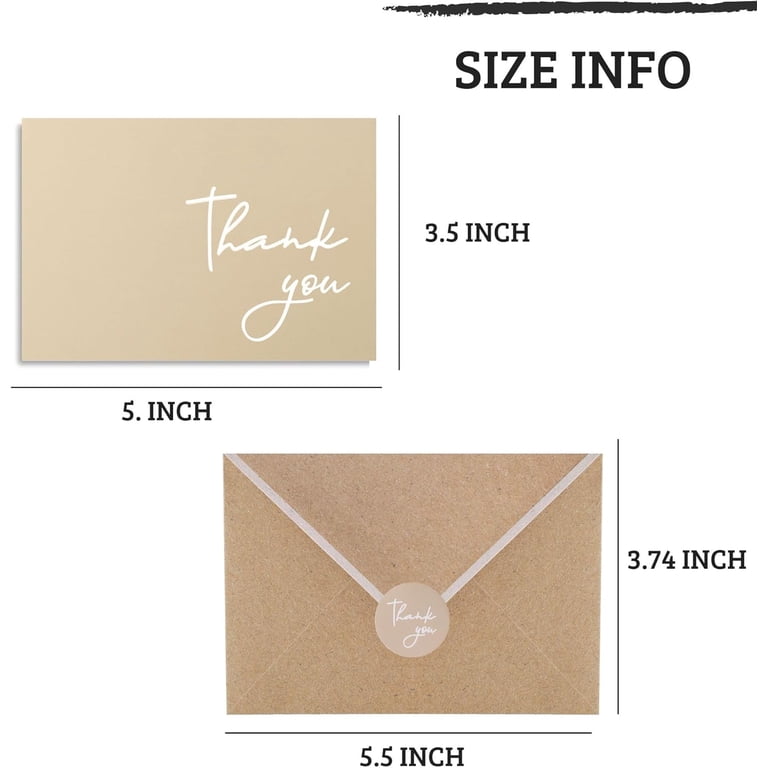 100 PK Pink and Gold Thank You Cards with Envelopes Bulk - 5 x 3.5 ...