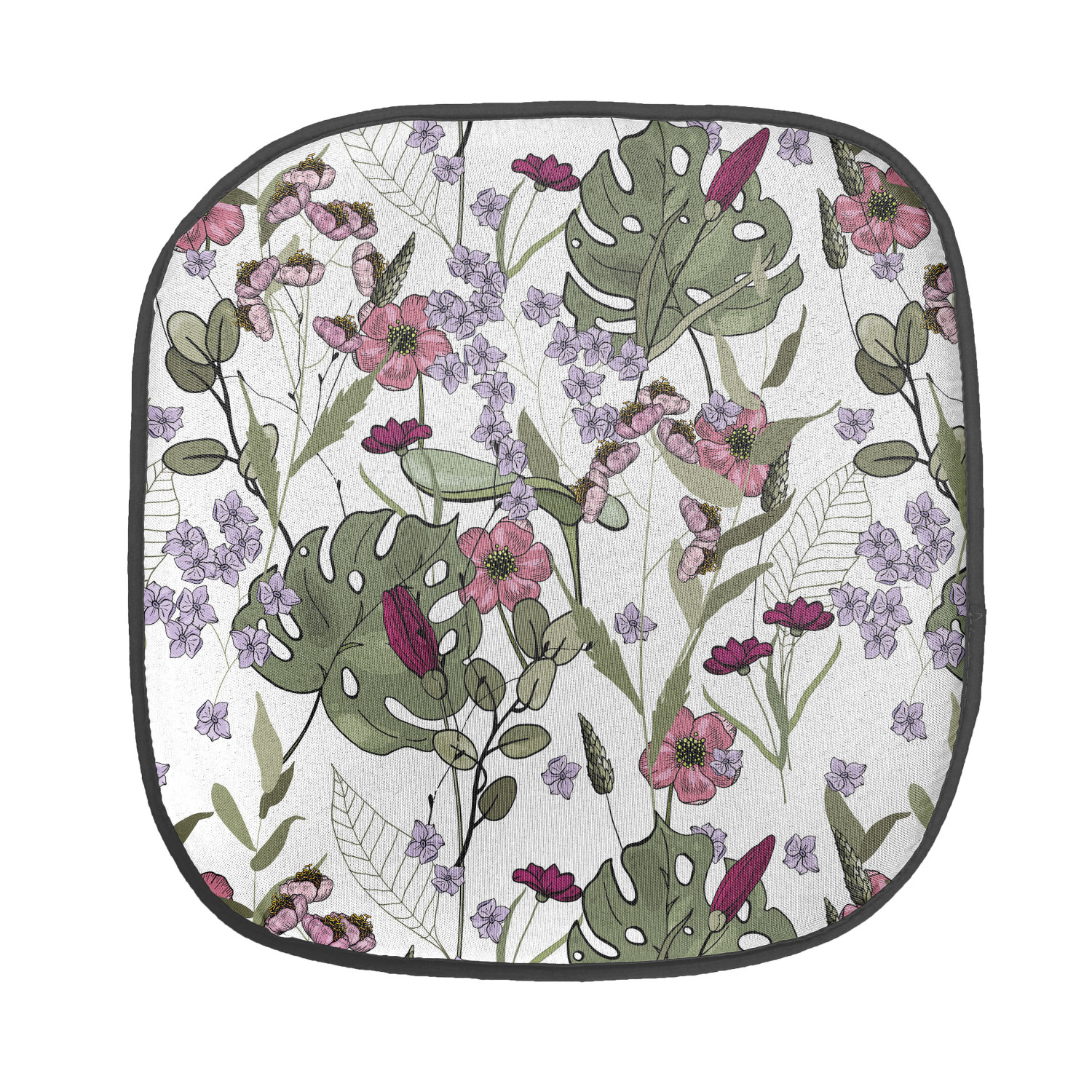 Botanical Chair Seating Cushion, Digital Illustration of Various ...