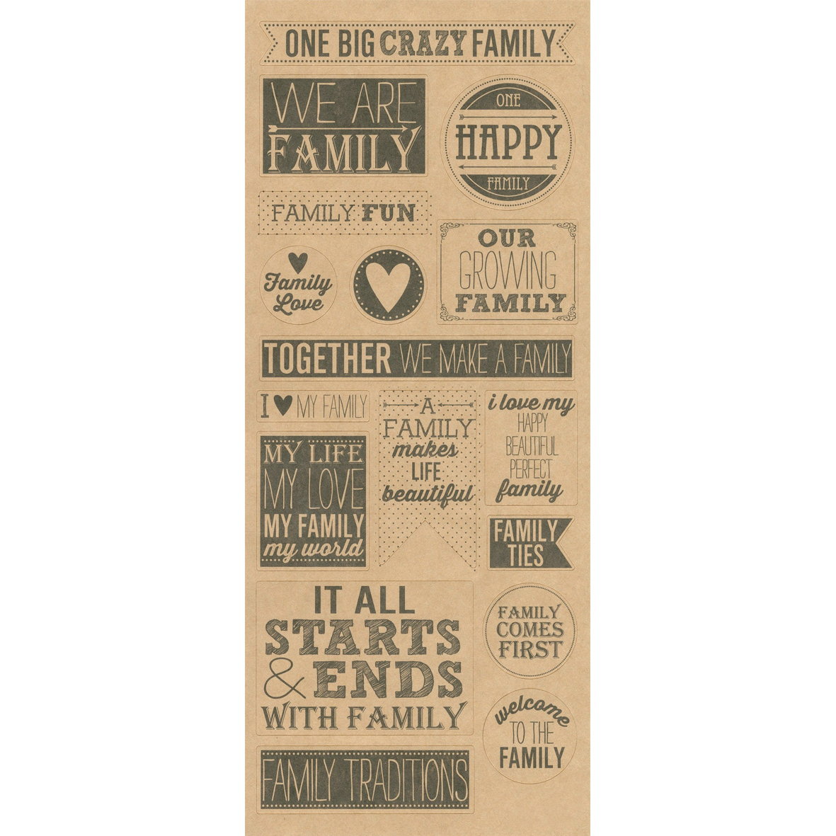 MultiCraft Kraft Sentiments Stickers 5 Inch X 12 Inch Sheet-One Ha ...