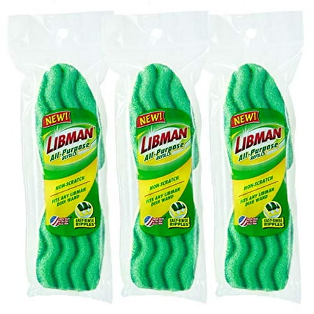 Libman 1484 All-Purpose Scrubbing Dishwand Refills, 3 Pack of 2 Sponges ...