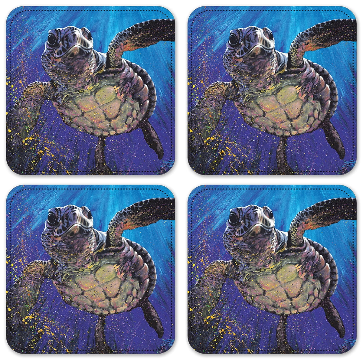 Vinyl Drink Coasters - Set of 4 - Sea Turtle - Walmart.com