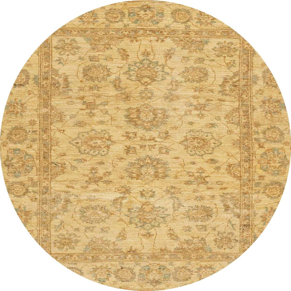 Ahgly Company Indoor Round Abstract Yellow Oriental Area Rugs, 4' Round ...