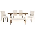 72" Rectangular Solid Wood Dining Table 6 With 4 Chairs & Bench, Walnut ...