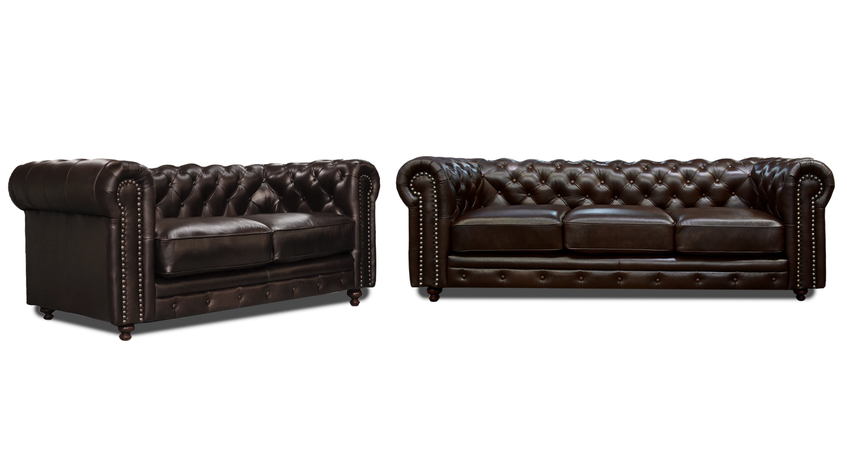 Sala Chesterfield 100% de Piel Genuina Sofá y Love Seat Chocolate ...