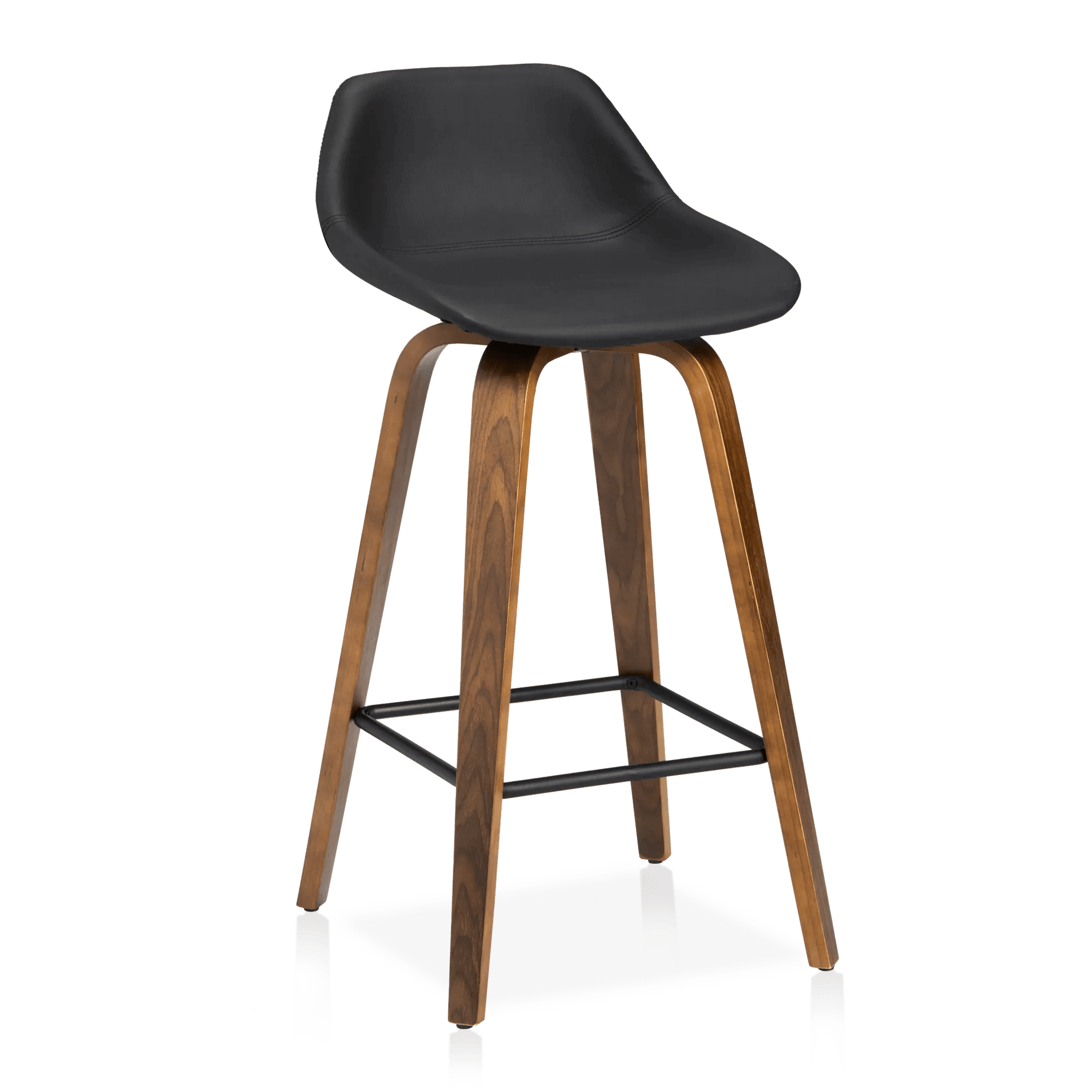 Click here for Bouclair Black Faux Leather And Walnut Wood Bar St... prices