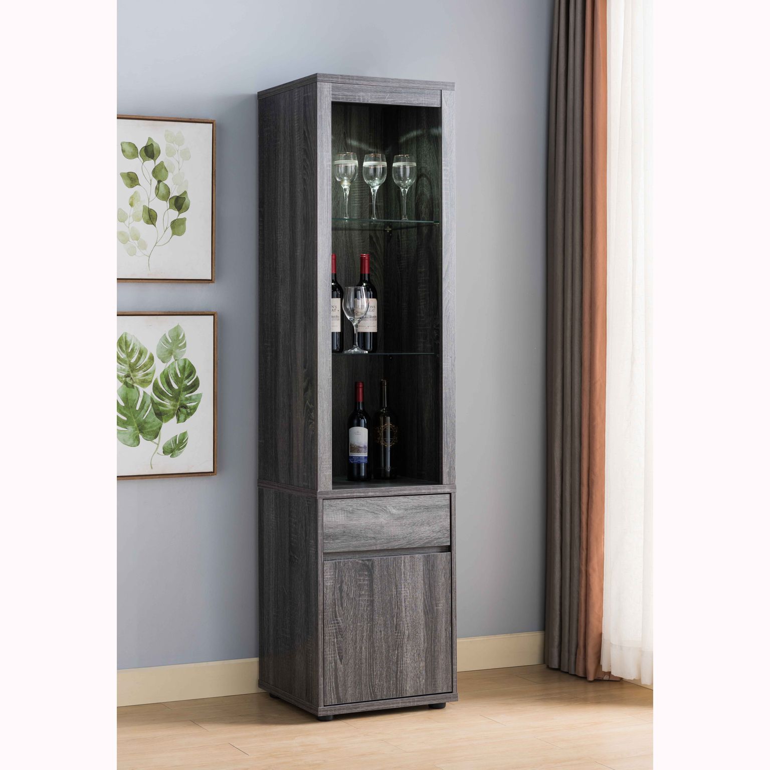 (Set of 2) Corner Curio Cabinet in Chocolate Cherry - Walmart.com