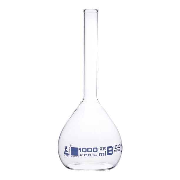 Volumetric Flask, 1000ml Capacity, Rimmed Neck, Borosilicate Glass ...