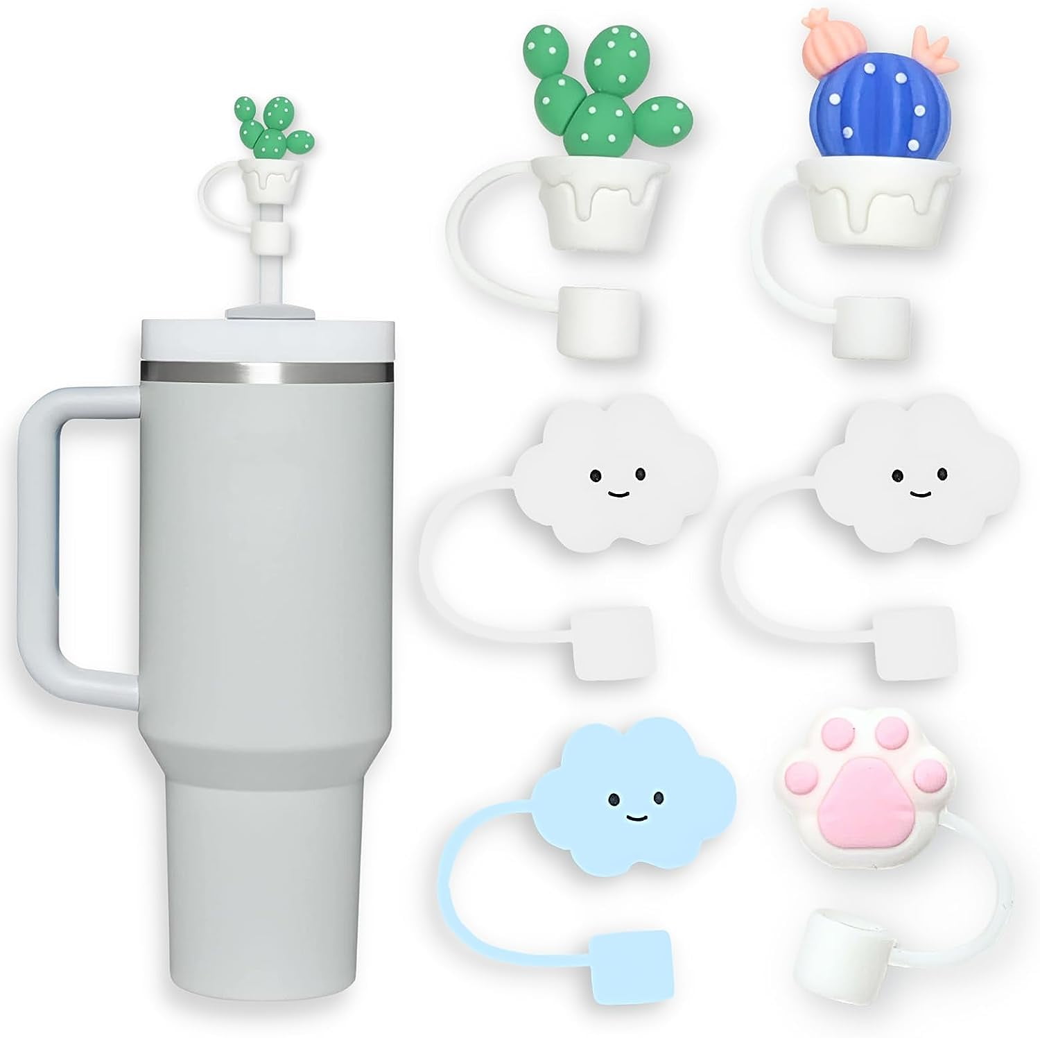 6PCS 10mm Straw Covers Compatible with Stanley 30&40 Oz Tumbler, Cute ...