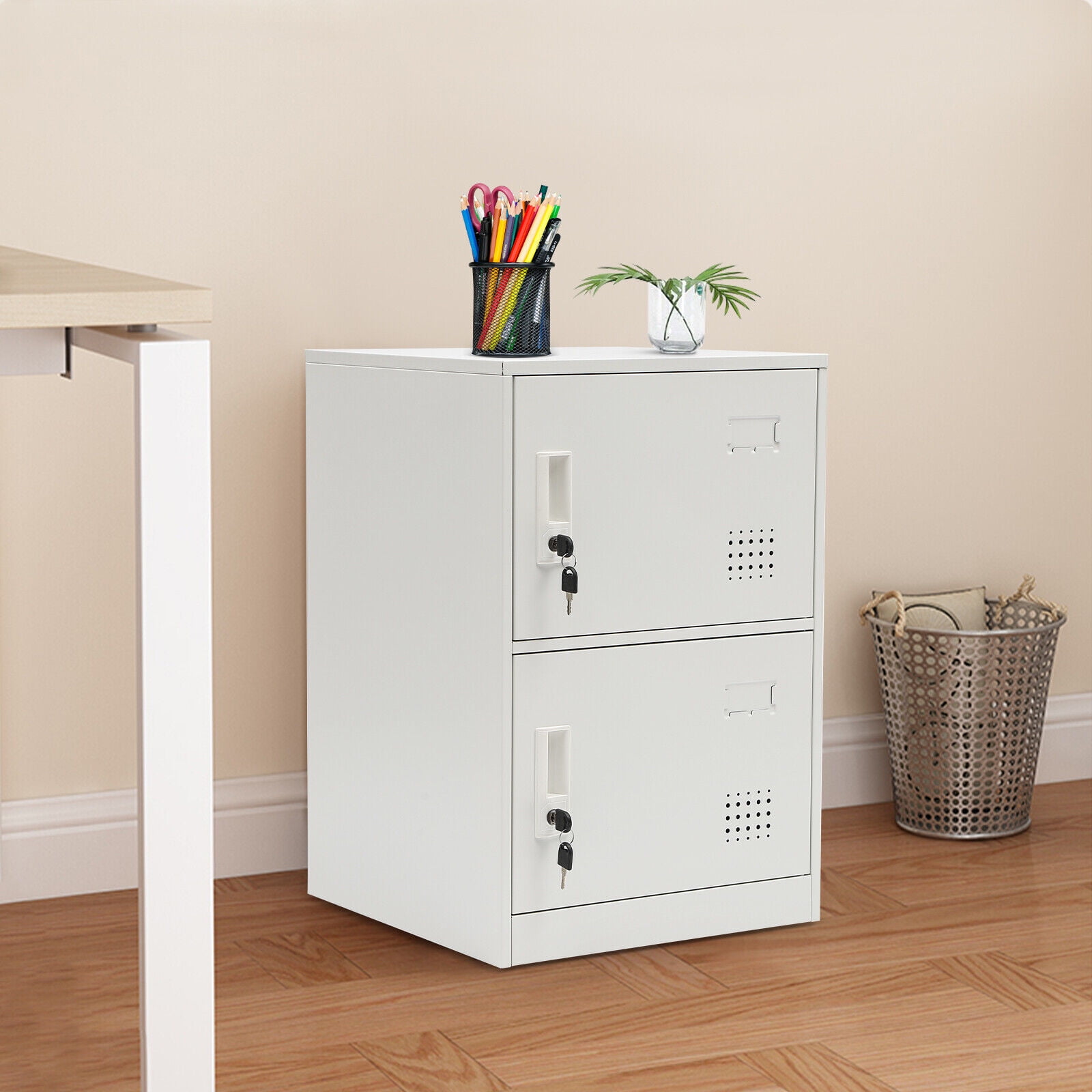 Metal Storage Cabinet Stackable with Shelf and 2 Locking Door for Home ...