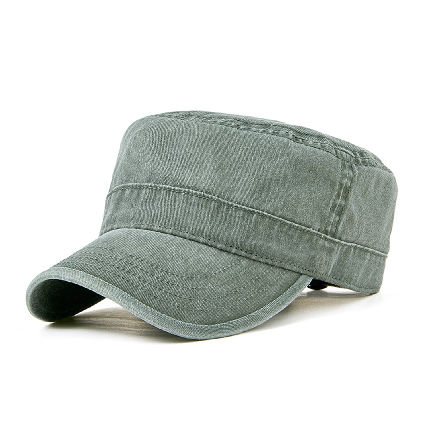 FREEBIRD99 Washed Cotton Twill Vintage Flat Top Peaked Hat Army ...