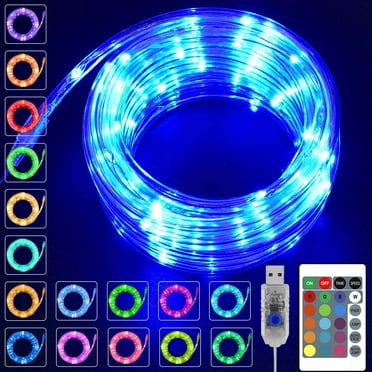 32.8ft LED Rope Lights with 240 LEDs, Connectable Indoor Outdoor Clear Tube String Lights for ...