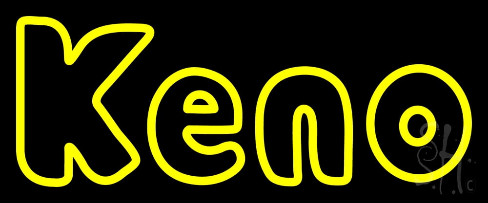 Keno With Oval Border 1 LED Neon Sign 6 x 15 - inches, Black Square Cut ...