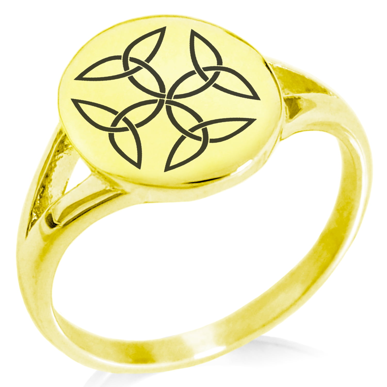 Stainless Steel Celtic Carolingian Cross Triquetras Minimalist Oval Top ...